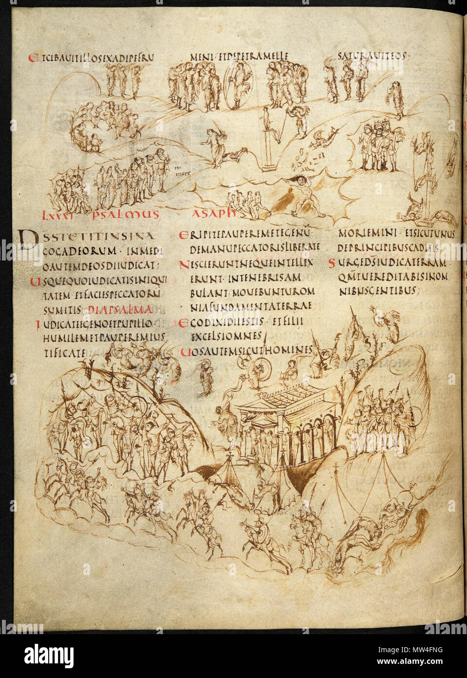 . English: Utrecht Psalter, Utrecht University Library . circa 800 ...