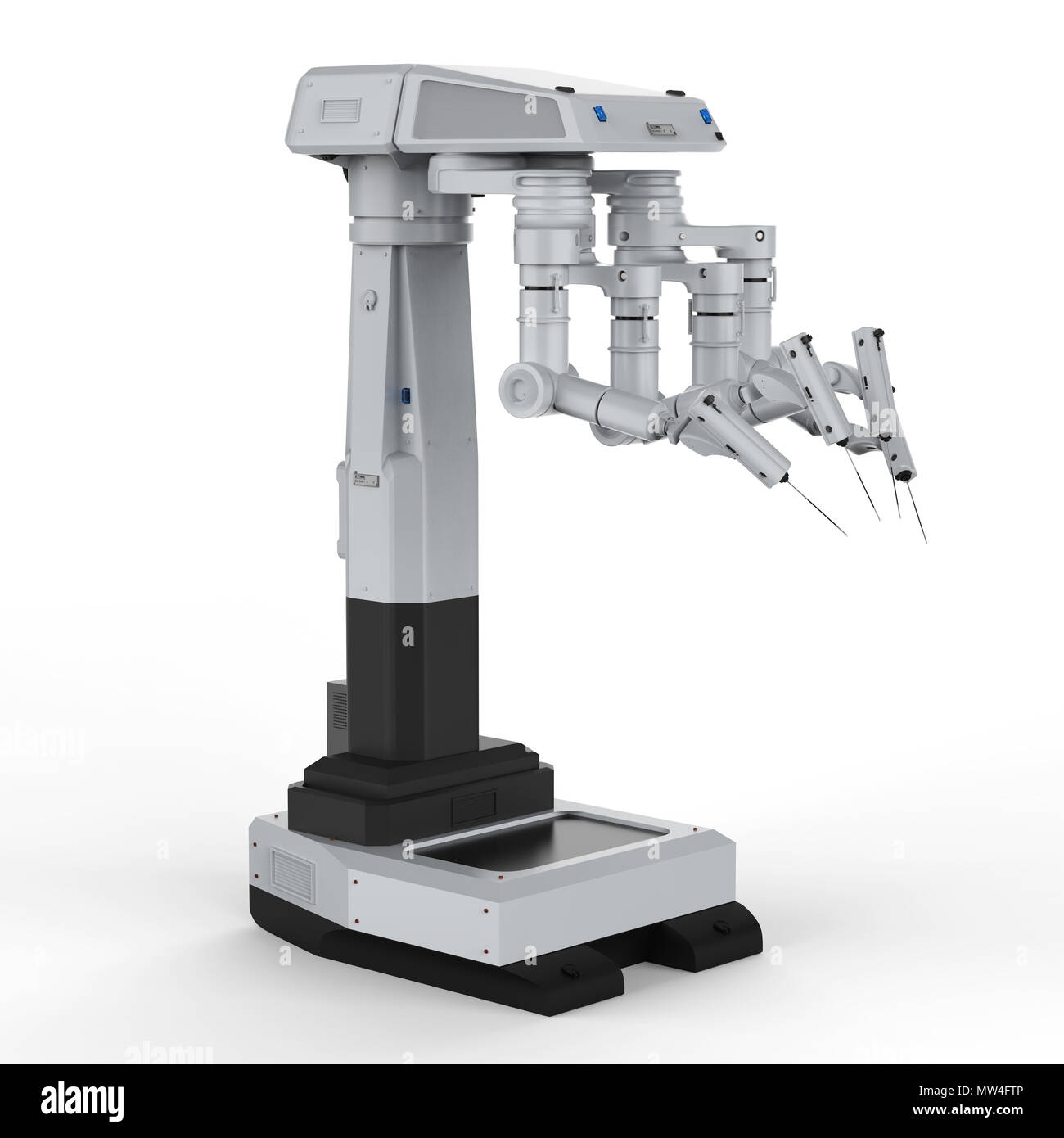 3d rendering robot surgery machine on white background Stock Photo - Alamy