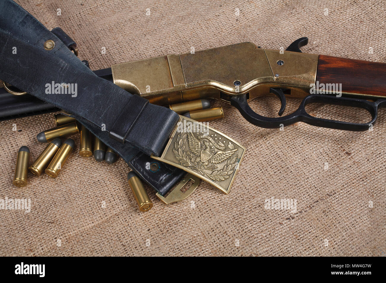 Wild west period repeating rifle isolated Stock Photo - Alamy
