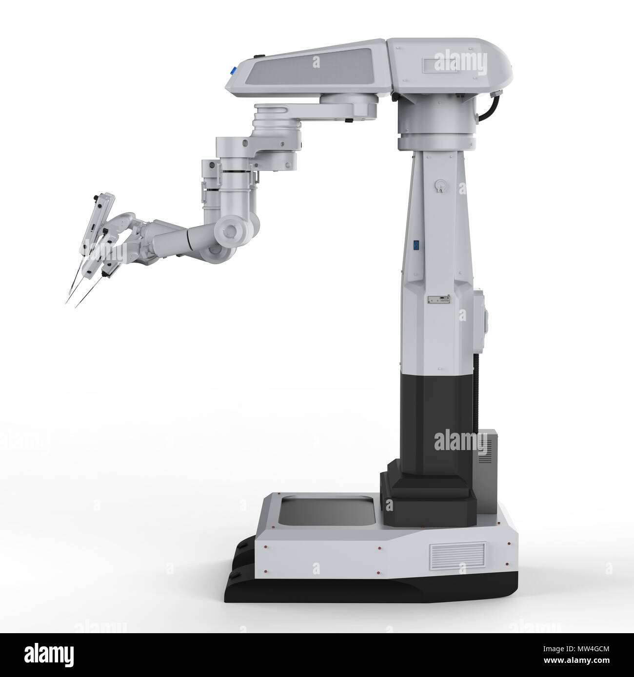 3d rendering robot surgery machine on white background Stock Photo - Alamy