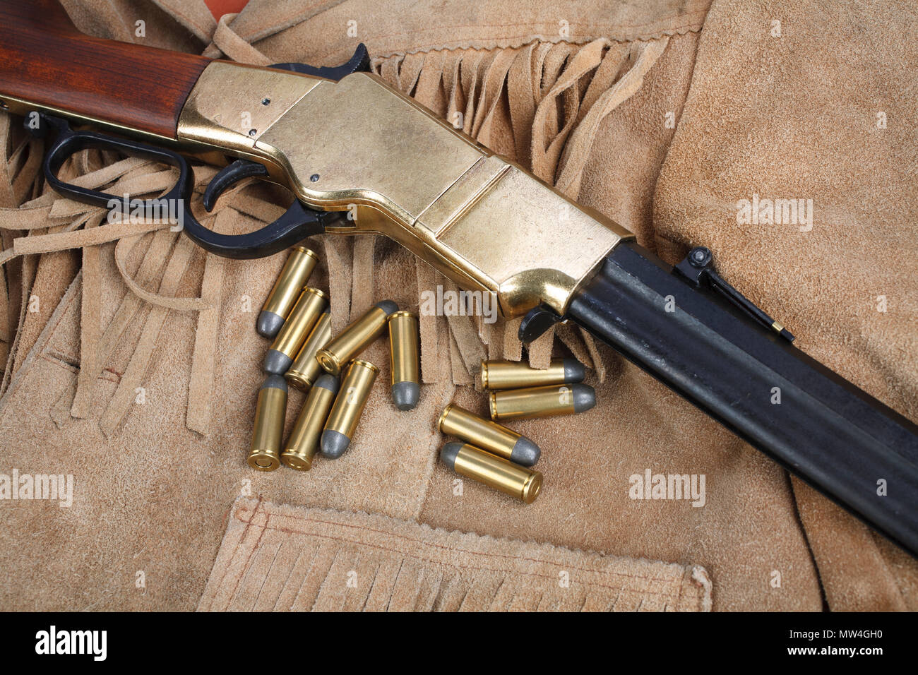 Wild west period repeating rifle isolated Stock Photo - Alamy