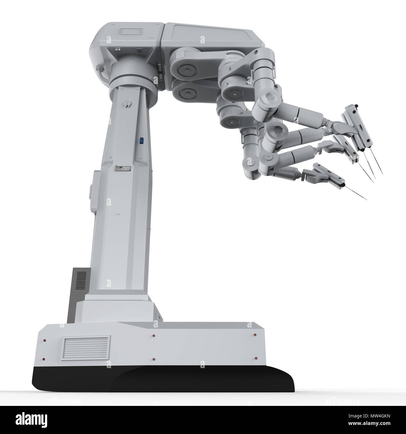 3d rendering robot surgery machine on white background Stock Photo - Alamy