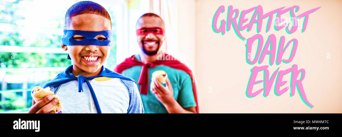 Composite image of close up of pink text greatest dad ever Stock Photo ...