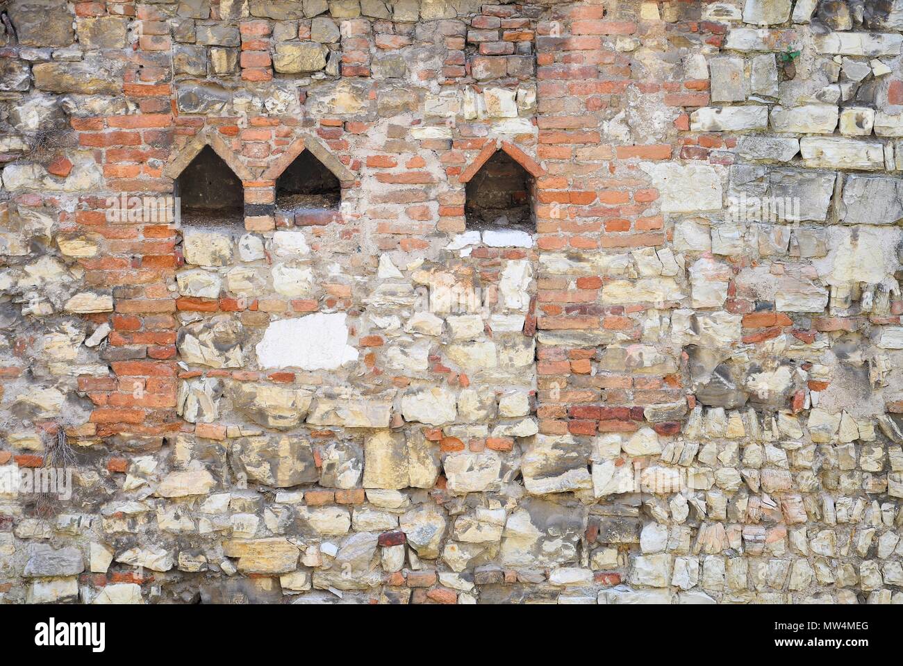 Medieval wall with small windows. Useful for texture or background ...