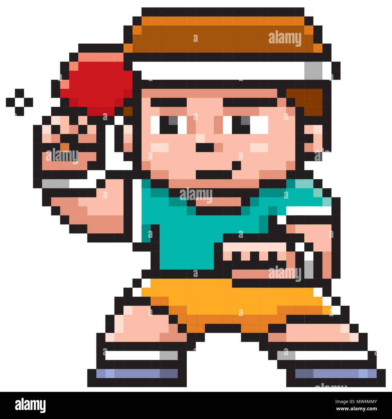 Vector illustration of Cartoon Table tennis player - Pixel design Stock ...