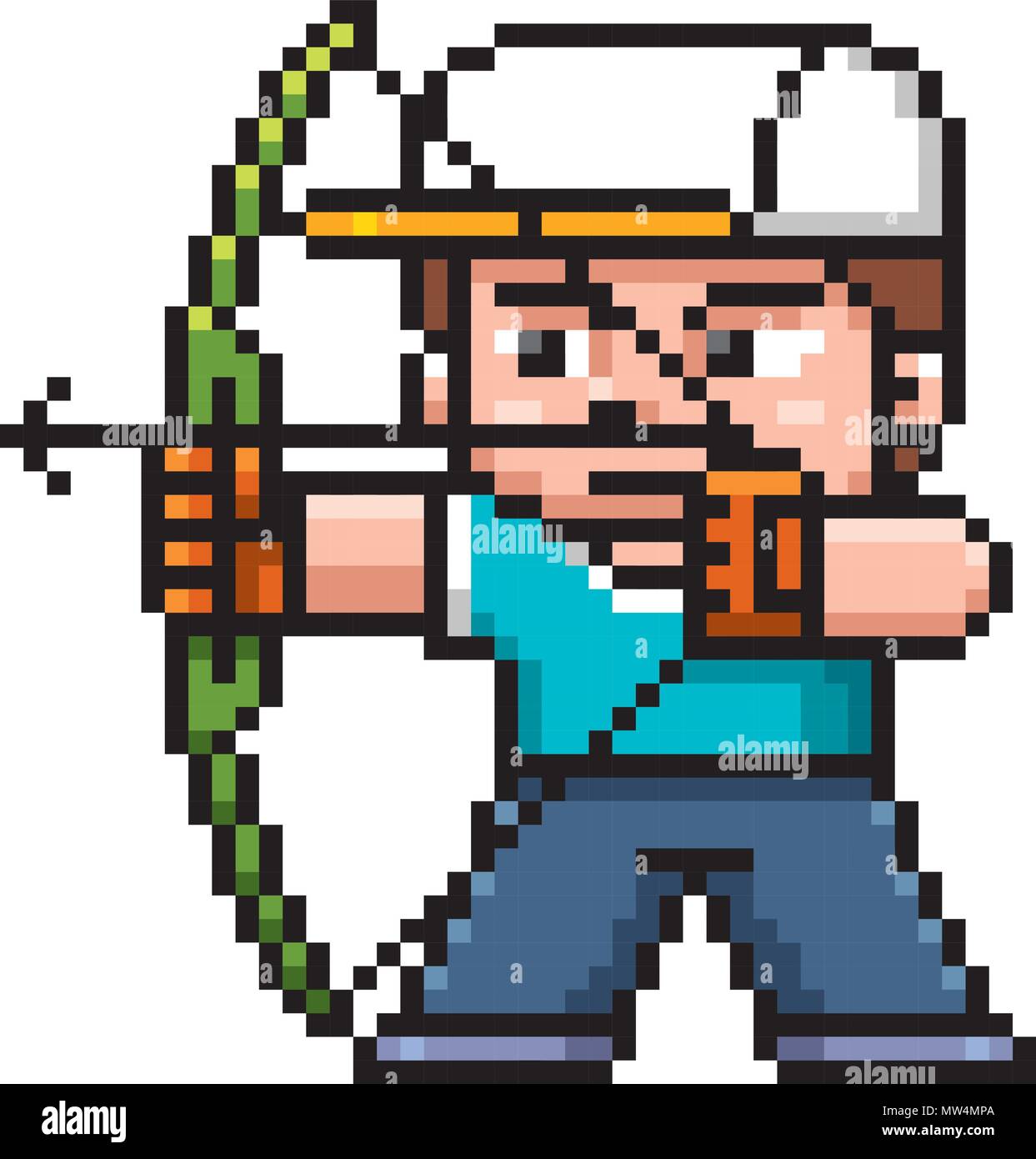 Vector illustration of Cartoon Archery player - Pixel design Stock ...