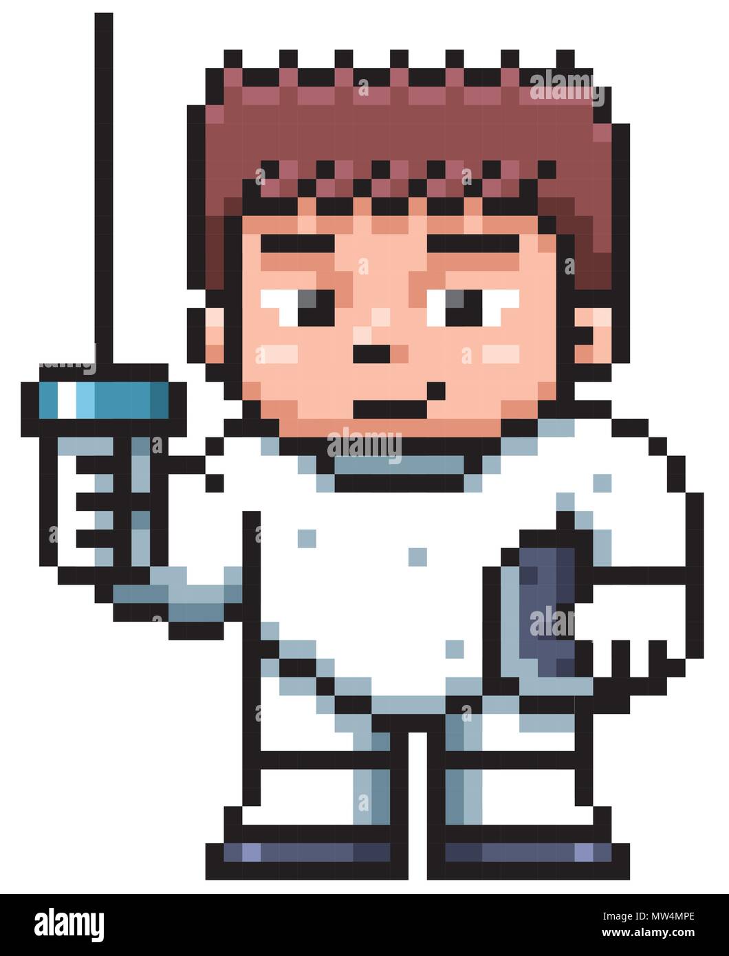 Vector illustration of Cartoon Archery player - Pixel design Stock ...