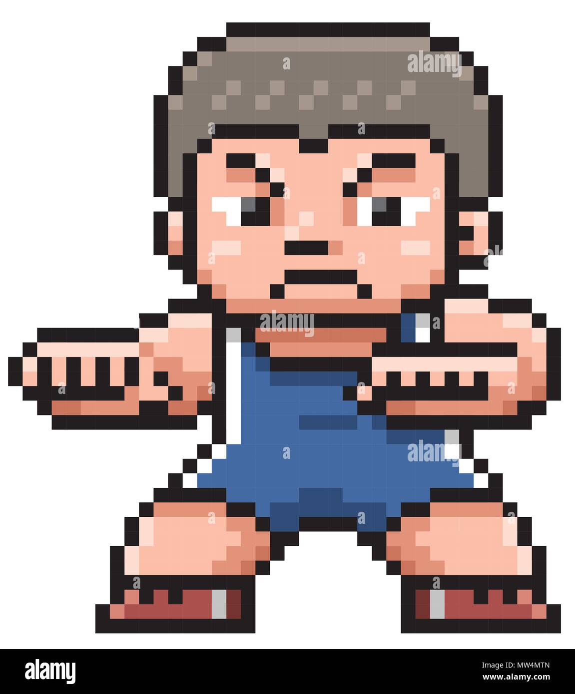 Vector illustration of Cartoon Wrestling player - Pixel design Stock ...