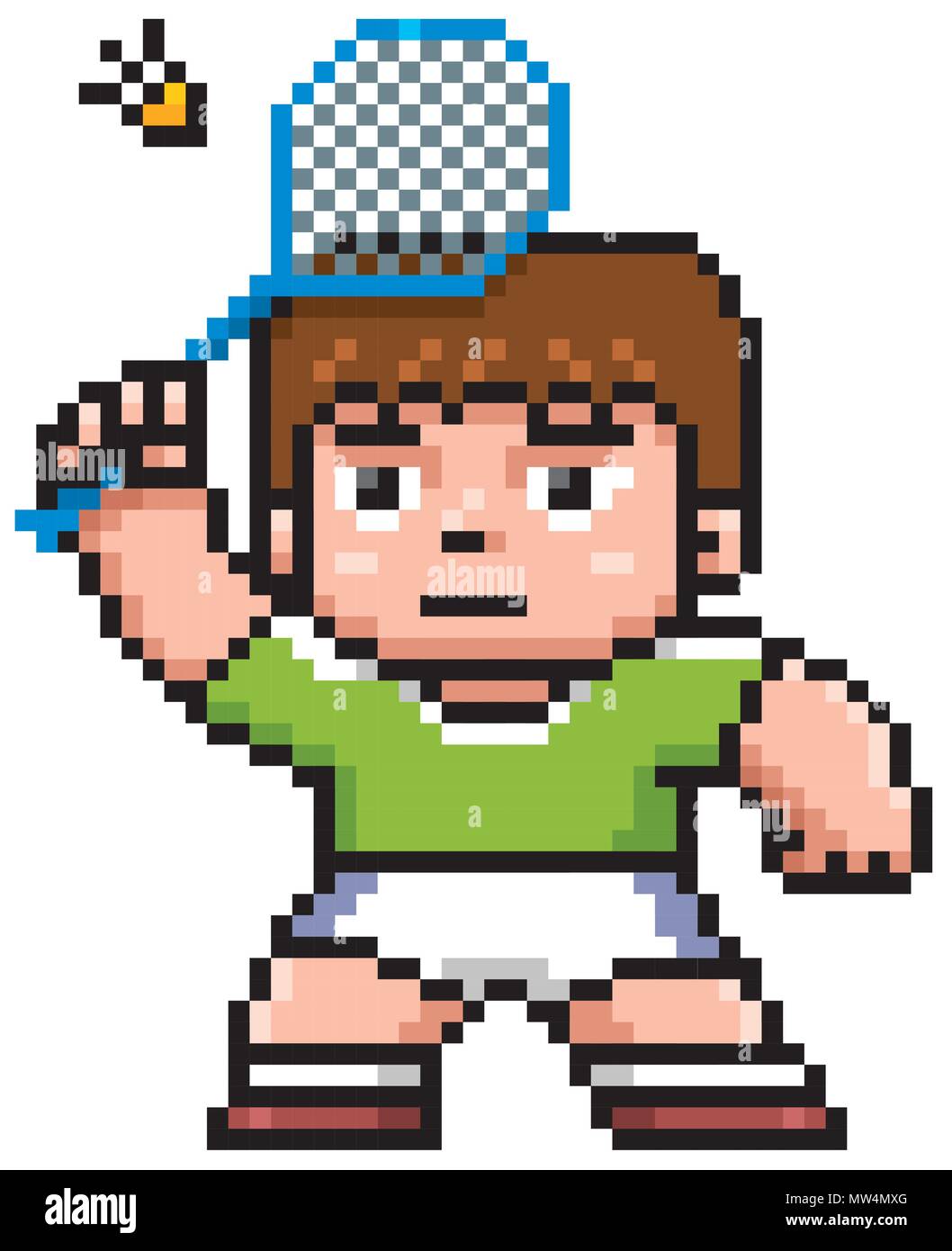 Vector illustration of Cartoon Badminton player - Pixel design Stock ...