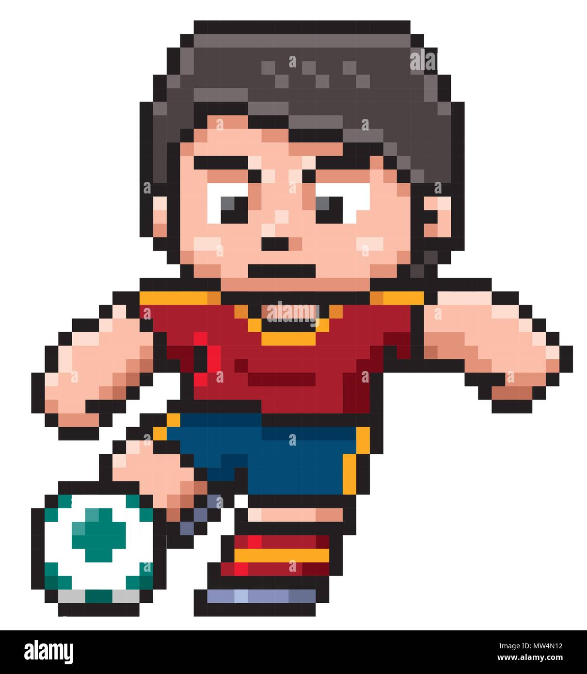 Vector illustration of Cartoon Soccer player - Pixel design Stock ...