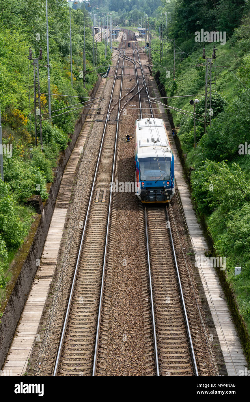Side view road train tracks hi-res stock photography and images - Alamy