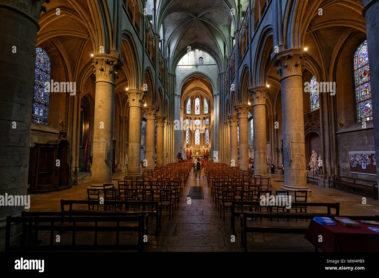 DIJON, FRANCE, May 20, 2018 : Inside the Church of Notre-Dame of Dijon ...