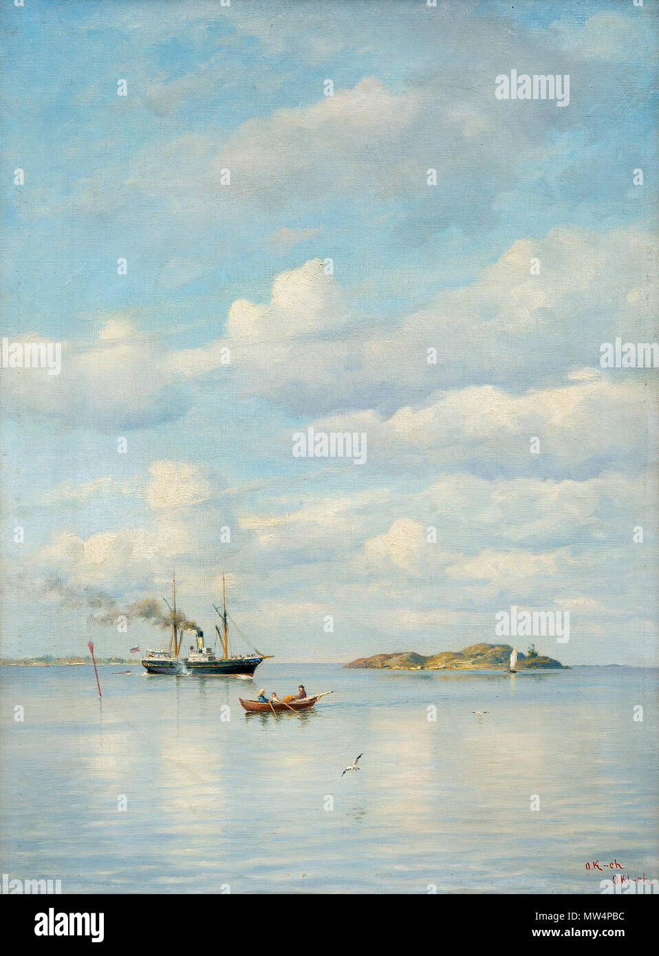 . Calm day at the sea. 19th century or early 20th century. Oscar ...