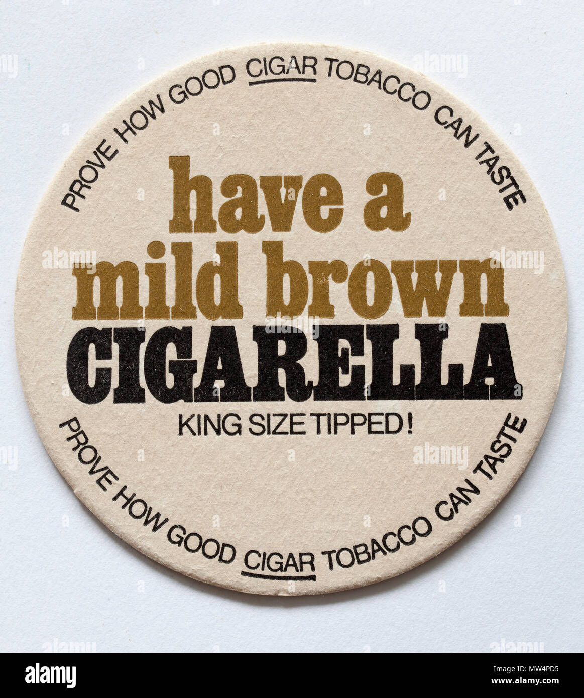 Old Vintage British Beer Mat Advertising Cigarella Cigars Stock Photo ...