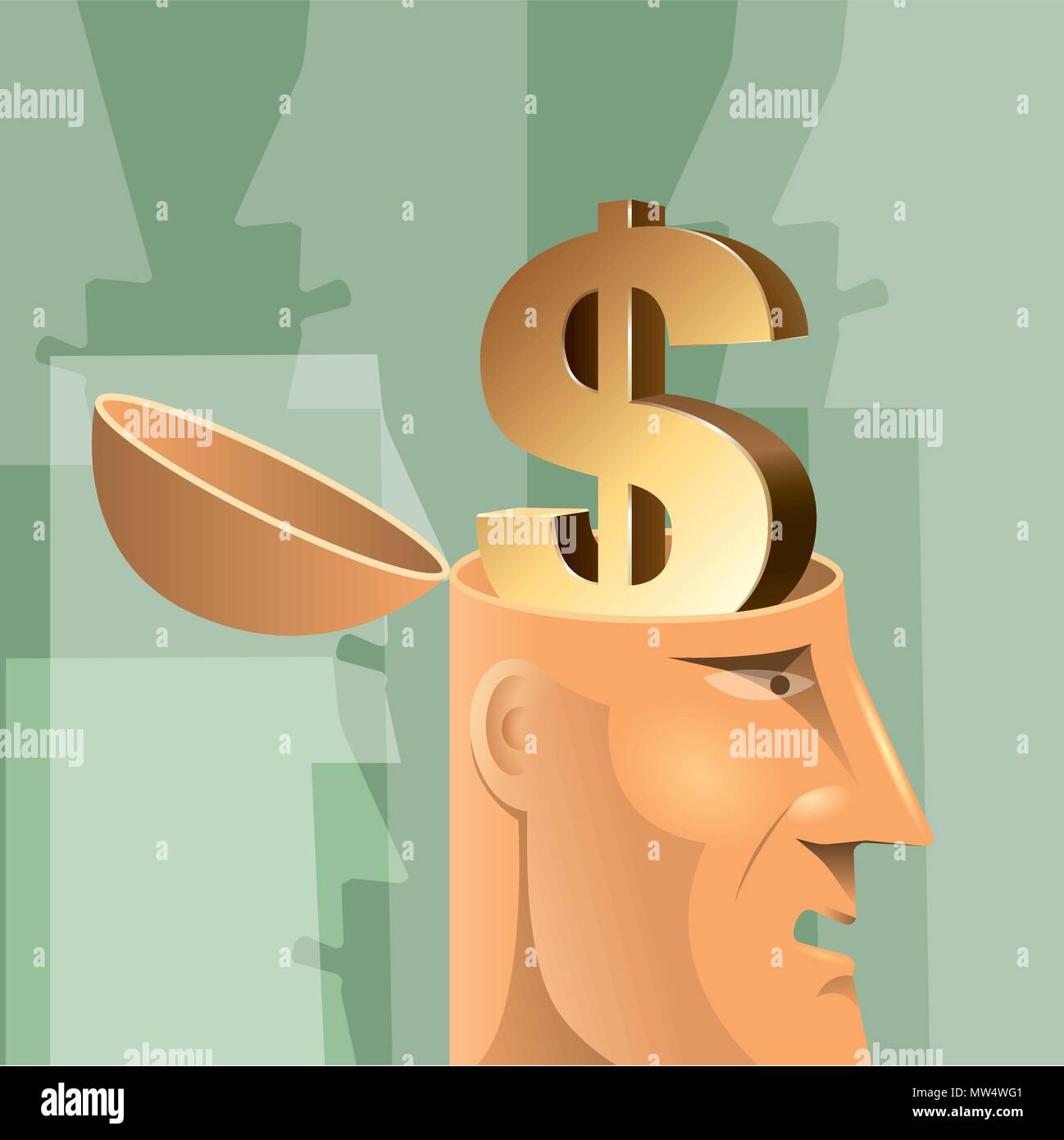 Artificial intelligence concept design, dollar sign in the brain Stock ...