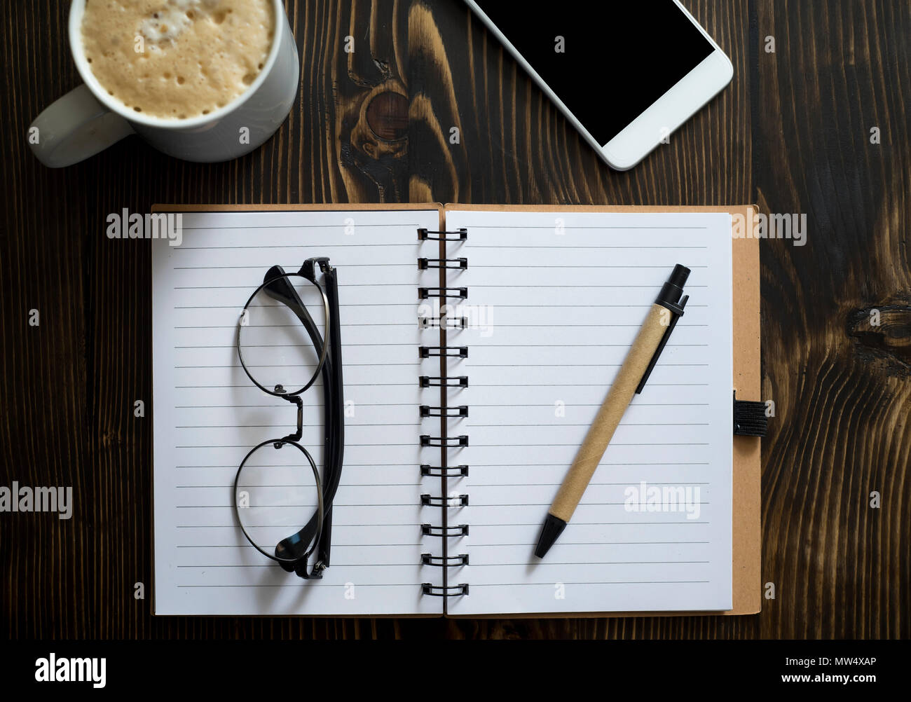 Blank Notebook on a Desk, from above Stock Photo - Alamy