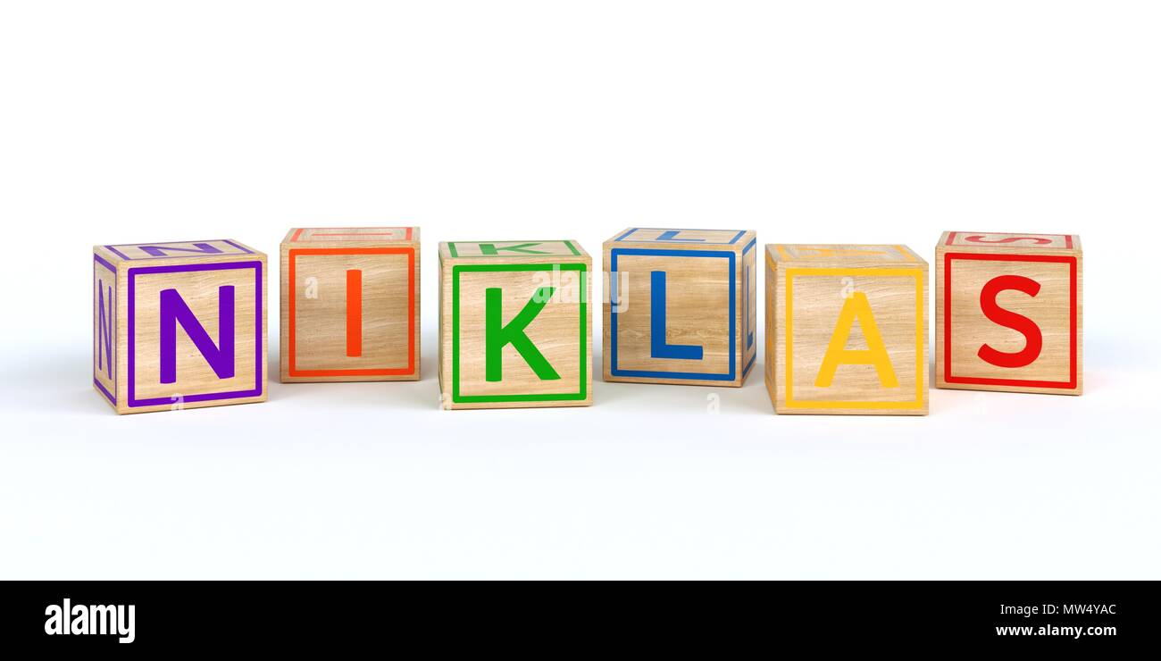 The name niklas written with Isolated wooden toy cubes Stock Photo - Alamy
