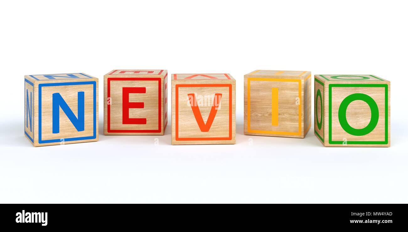 The name nevio written with Isolated wooden toy cubes Stock Photo - Alamy