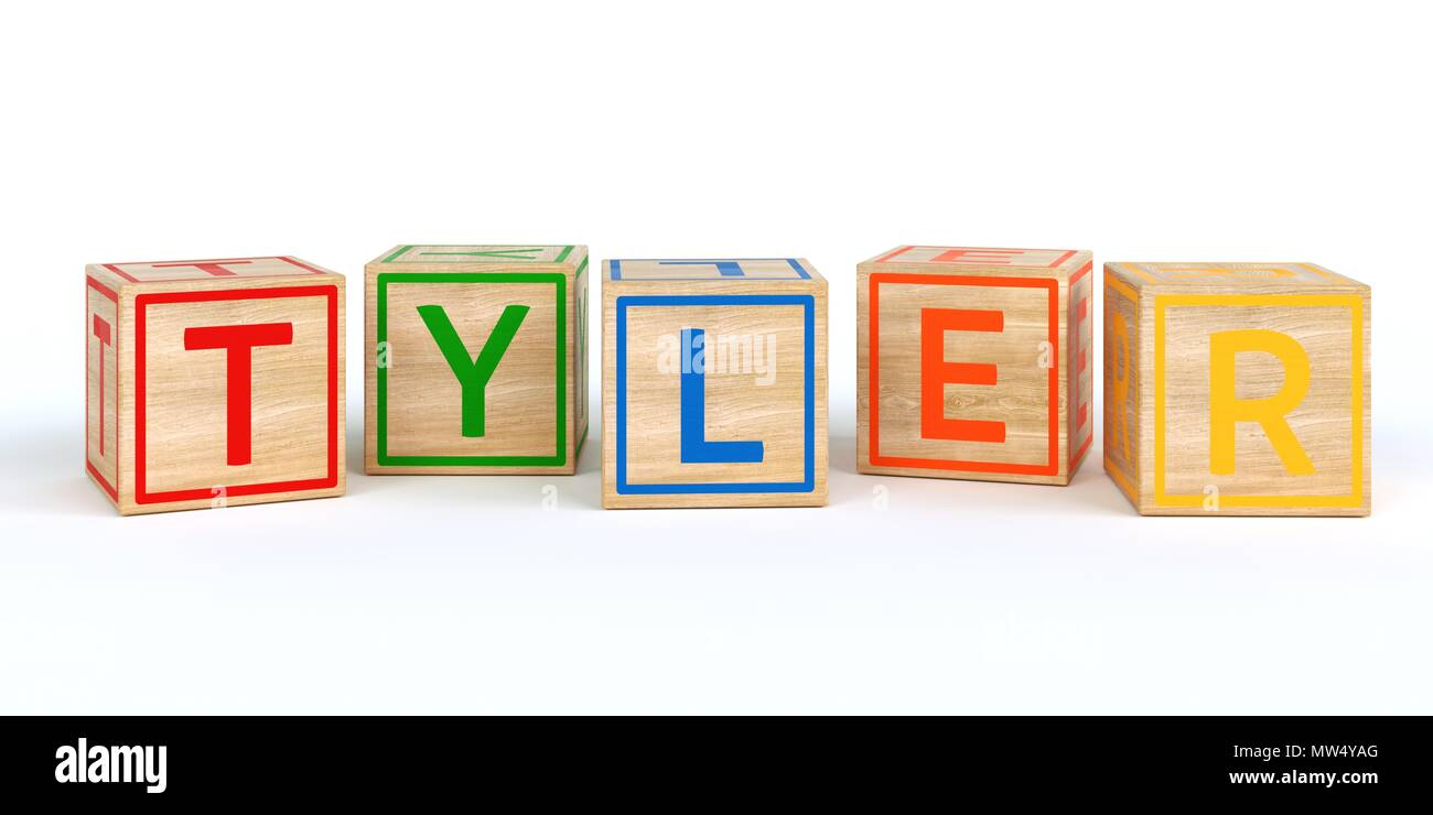 The name tyler written with Isolated wooden toy cubes Stock Photo - Alamy