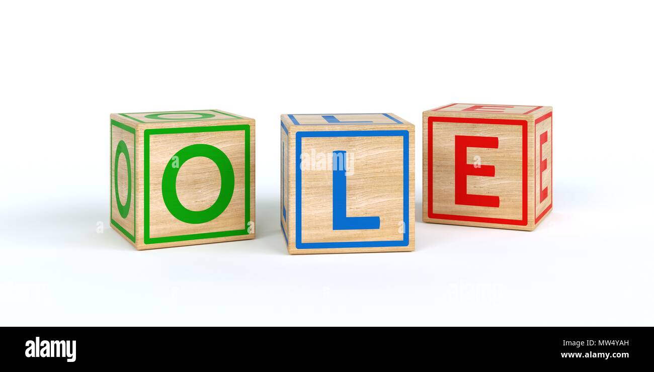 The name ole written with Isolated wooden toy cubes Stock Photo - Alamy
