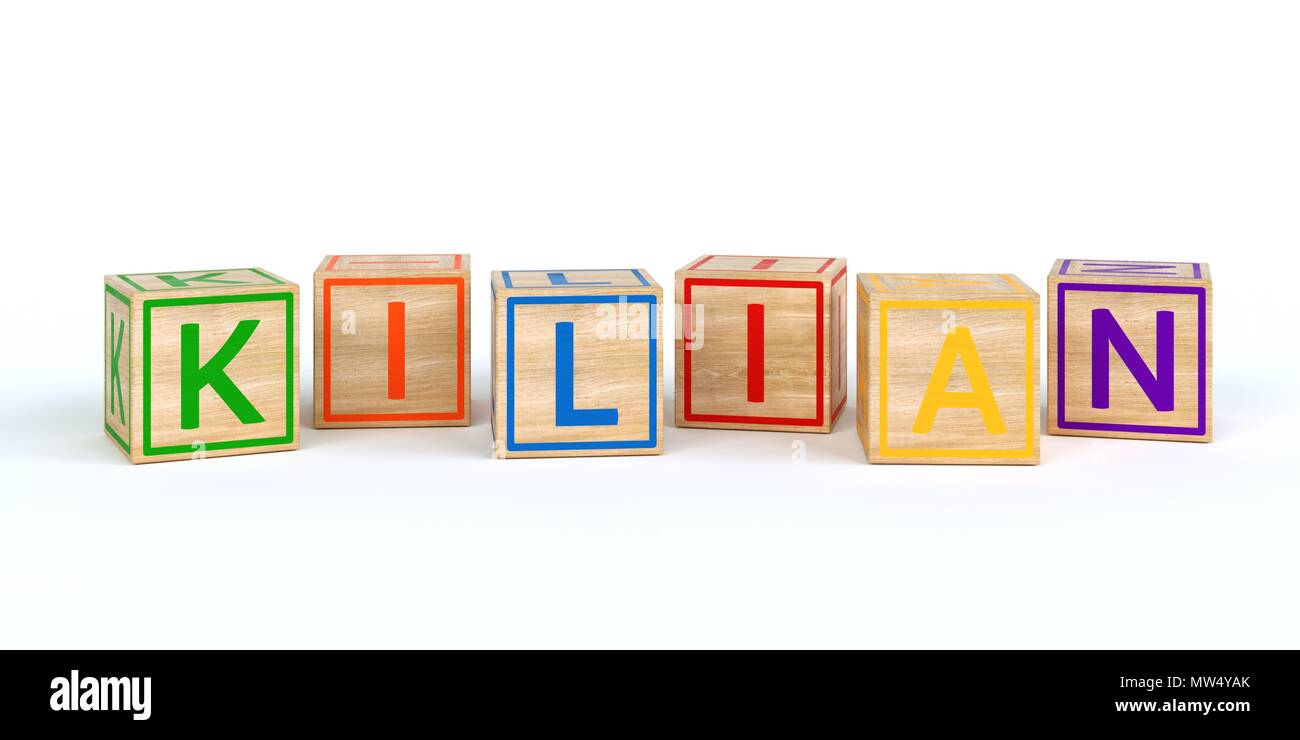 The name kilian written with Isolated wooden toy cubes Stock Photo - Alamy