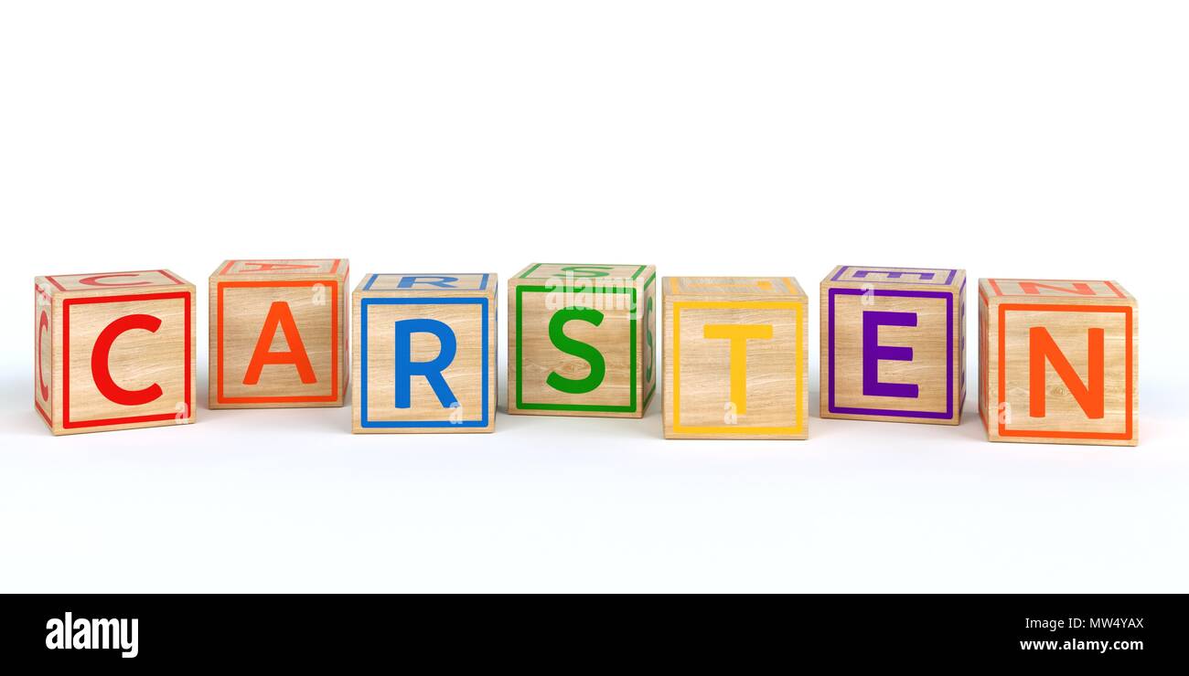The name carsten written with Isolated wooden toy cubes Stock Photo - Alamy
