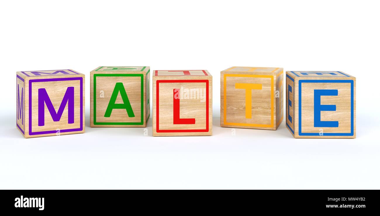 The name malte written with Isolated wooden toy cubes Stock Photo - Alamy
