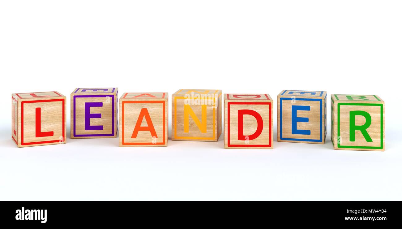 The name leander written with Isolated wooden toy cubes Stock Photo - Alamy