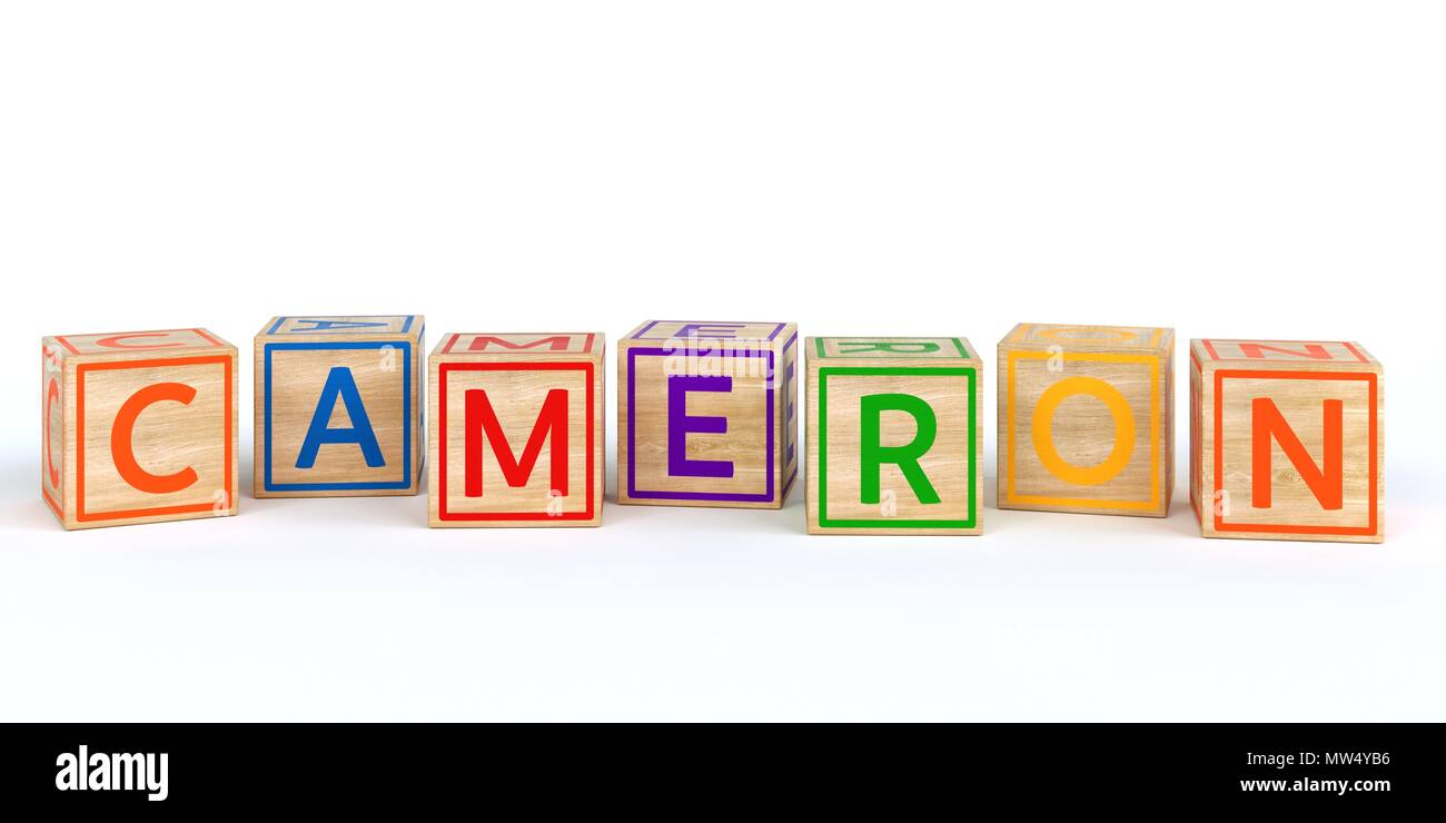 The name cameron written with Isolated wooden toy cubes Stock Photo - Alamy
