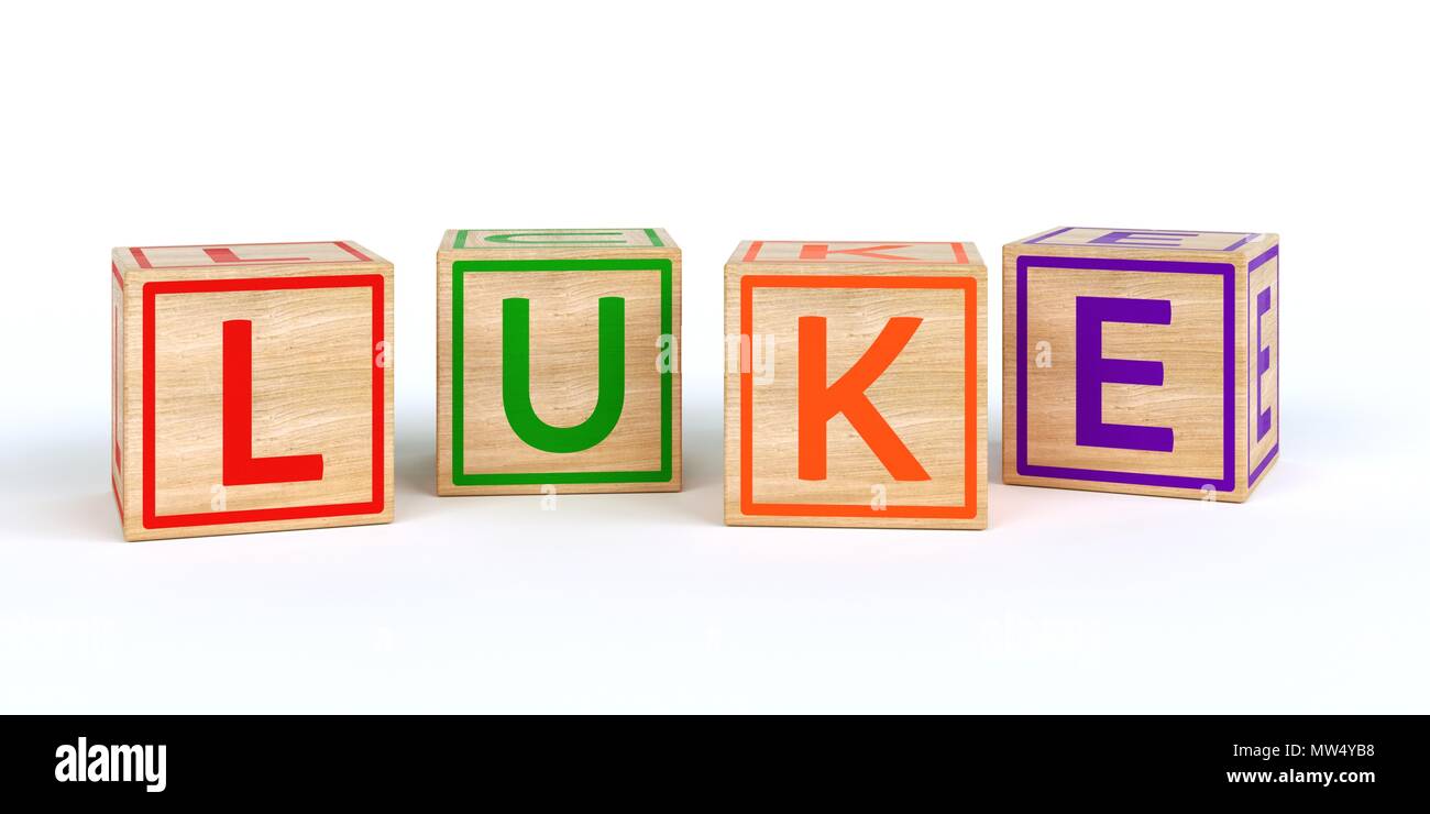 The name luke written with Isolated wooden toy cubes Stock Photo - Alamy
