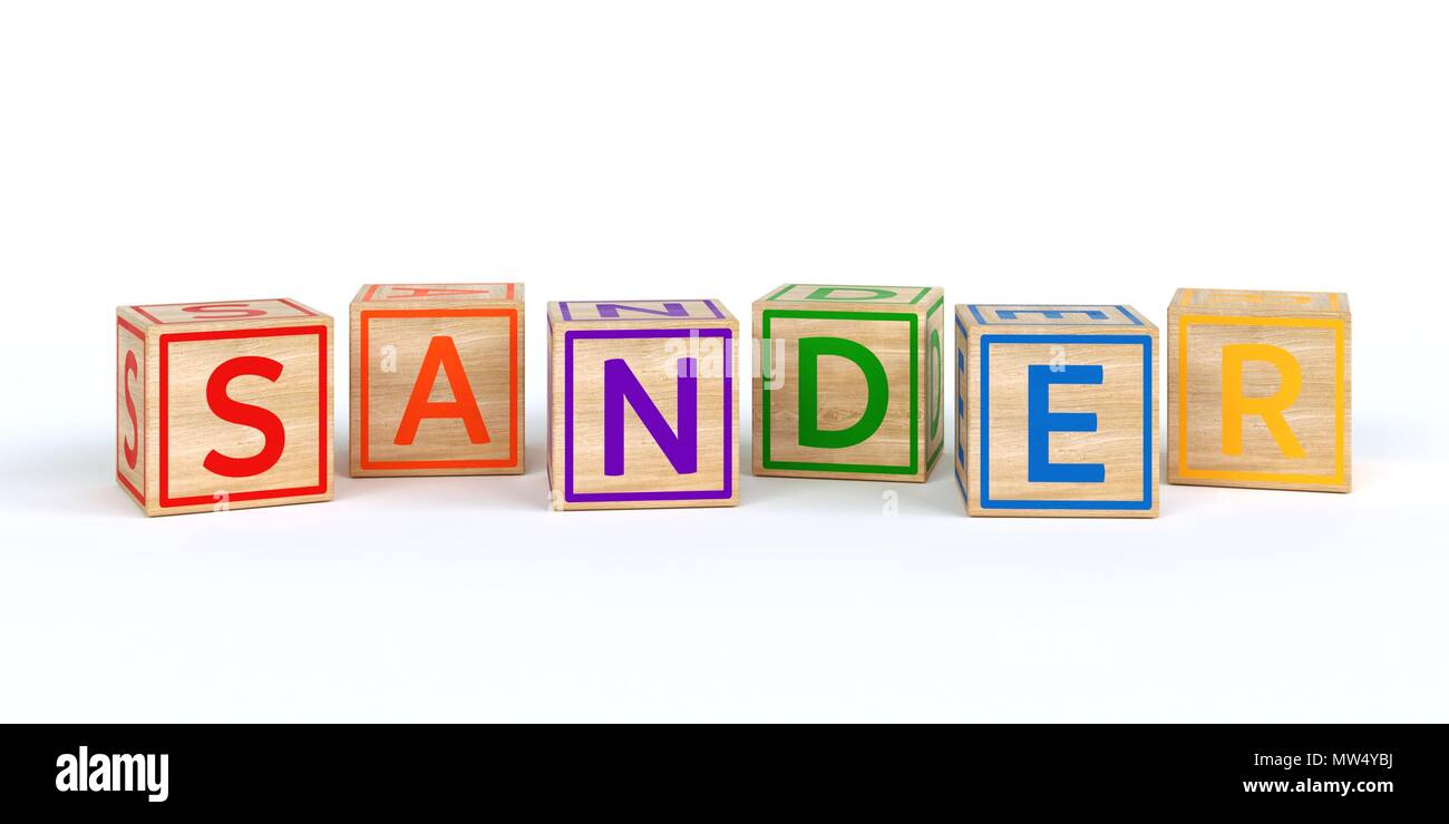 The name sander written with Isolated wooden toy cubes Stock Photo - Alamy