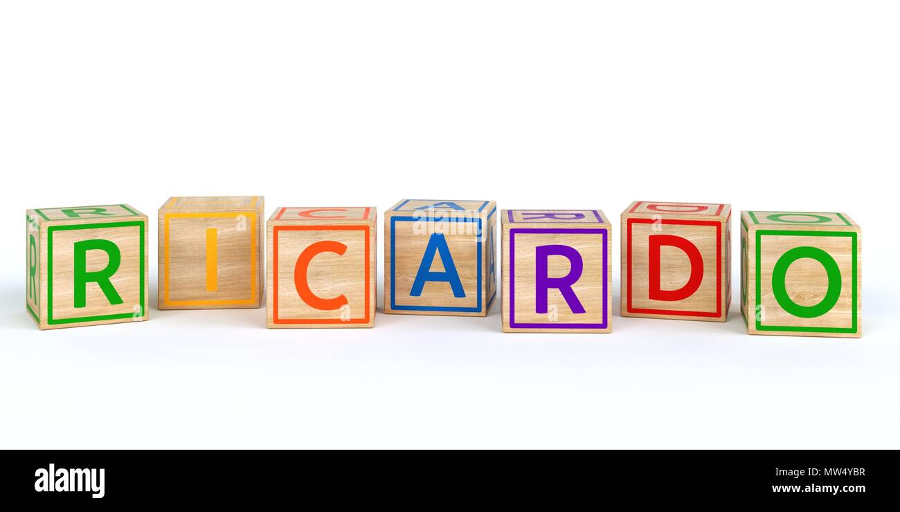 The name ricardo written with Isolated wooden toy cubes Stock Photo - Alamy