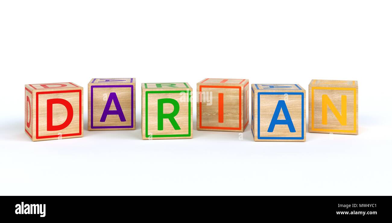 The name darian written with Isolated wooden toy cubes Stock Photo - Alamy