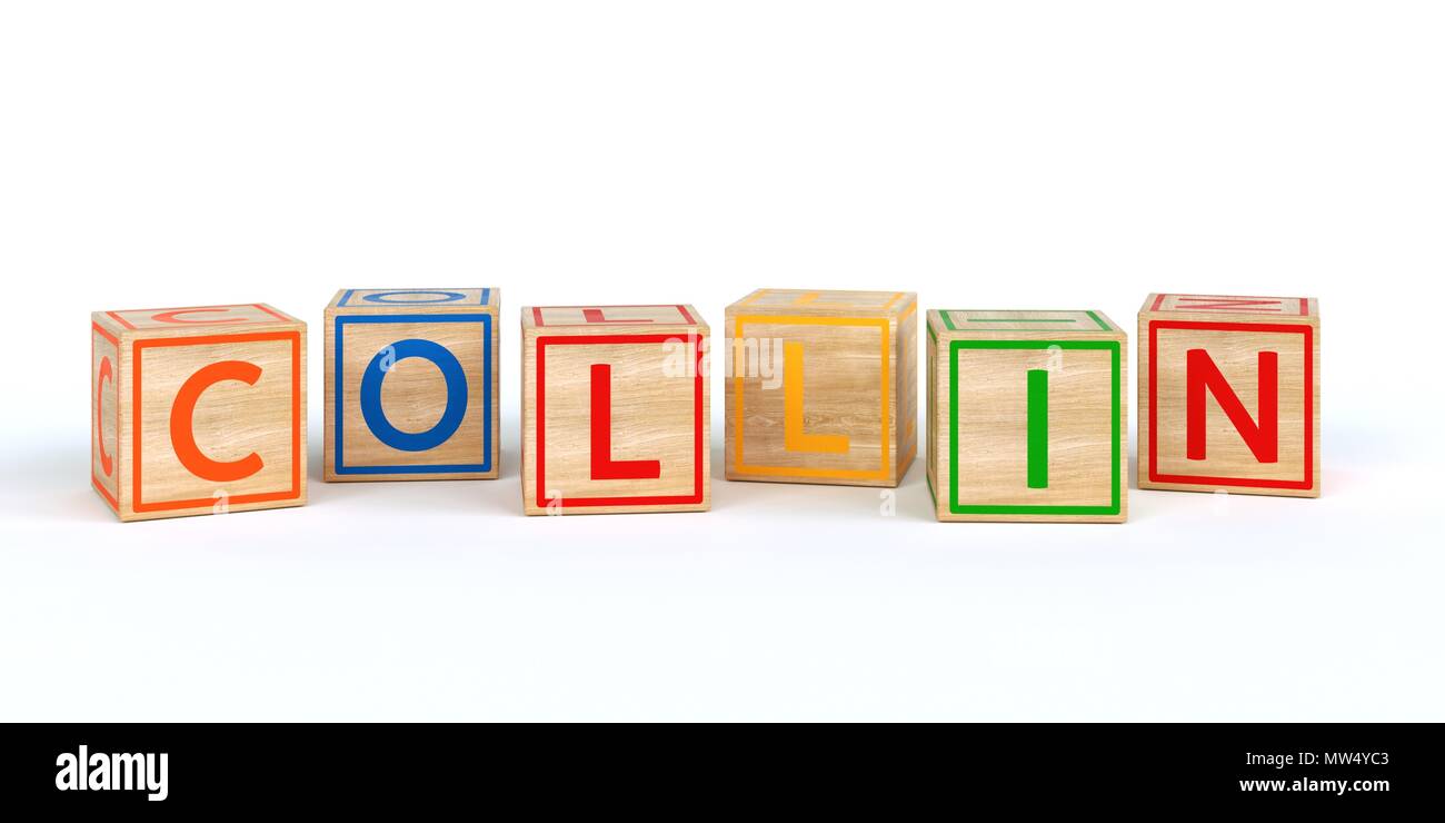 The name collin written with Isolated wooden toy cubes Stock Photo - Alamy