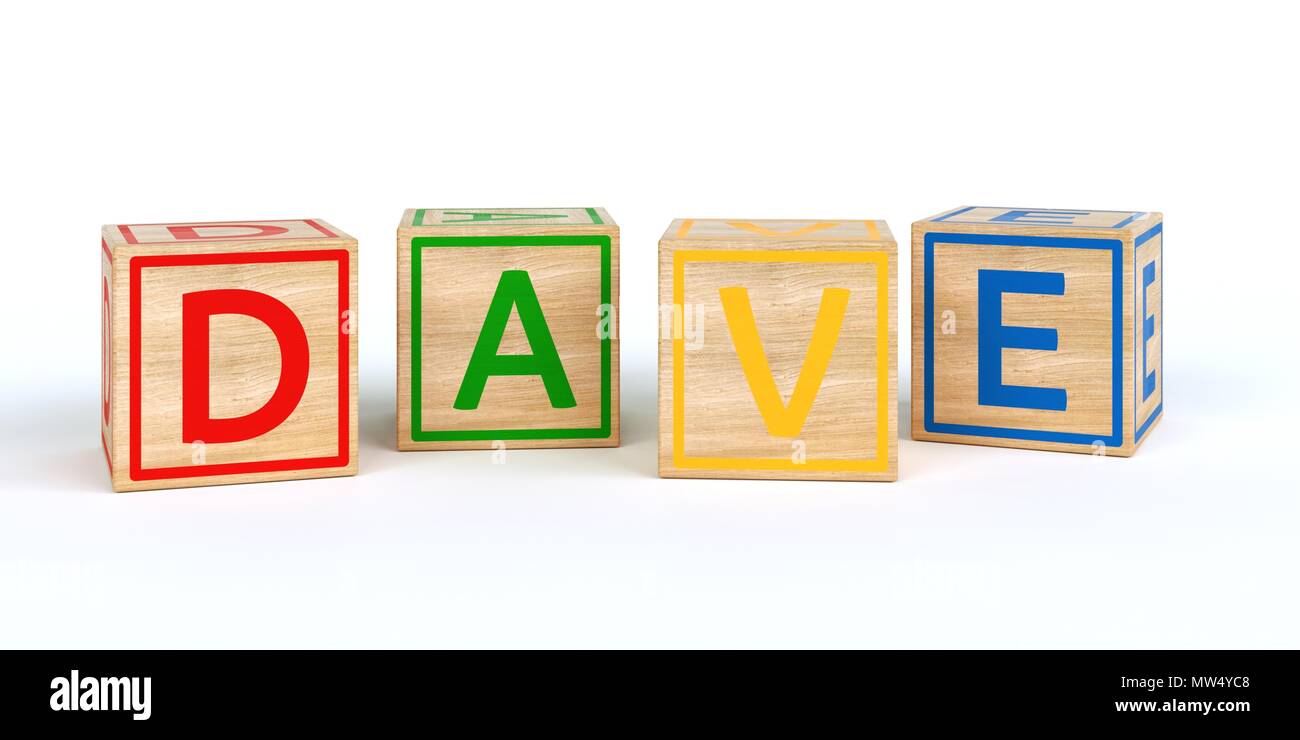 The name dave written with Isolated wooden toy cubes Stock Photo - Alamy