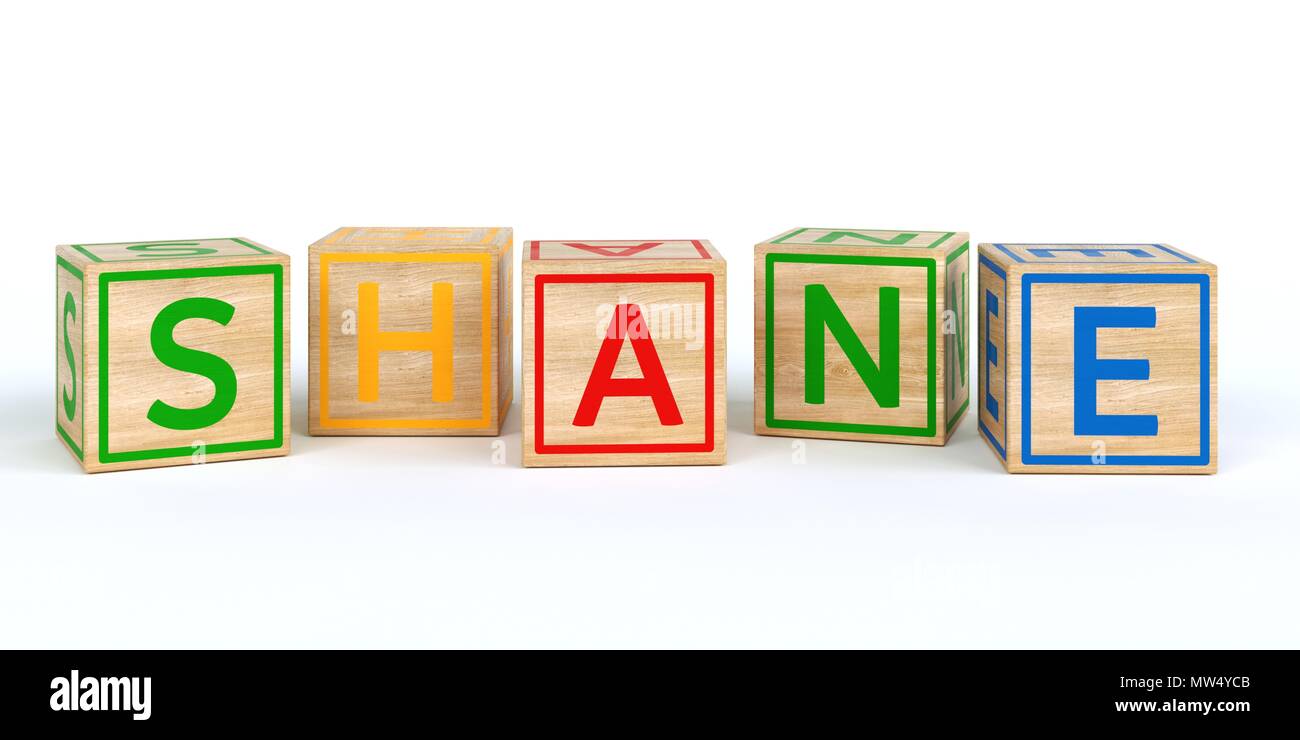 The name shane written with Isolated wooden toy cubes Stock Photo - Alamy