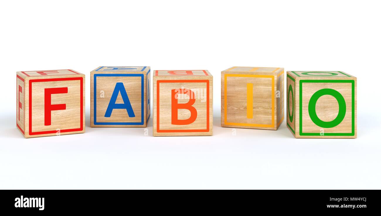 The name fabio written with Isolated wooden toy cubes Stock Photo - Alamy