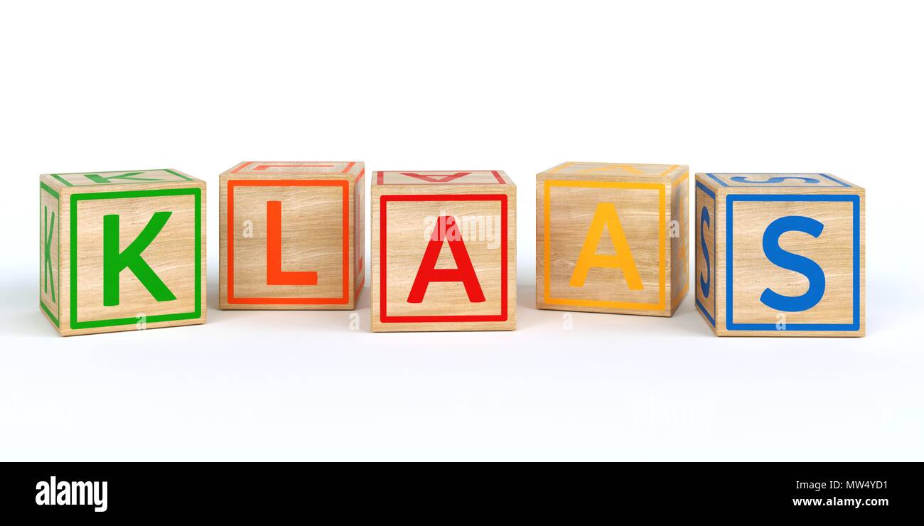 The name klaas written with Isolated wooden toy cubes Stock Photo - Alamy