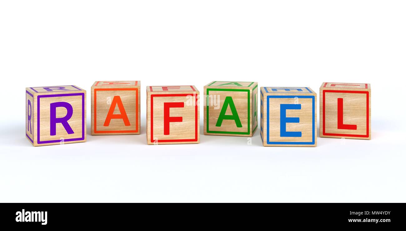 The name rafael written with Isolated wooden toy cubes Stock Photo - Alamy