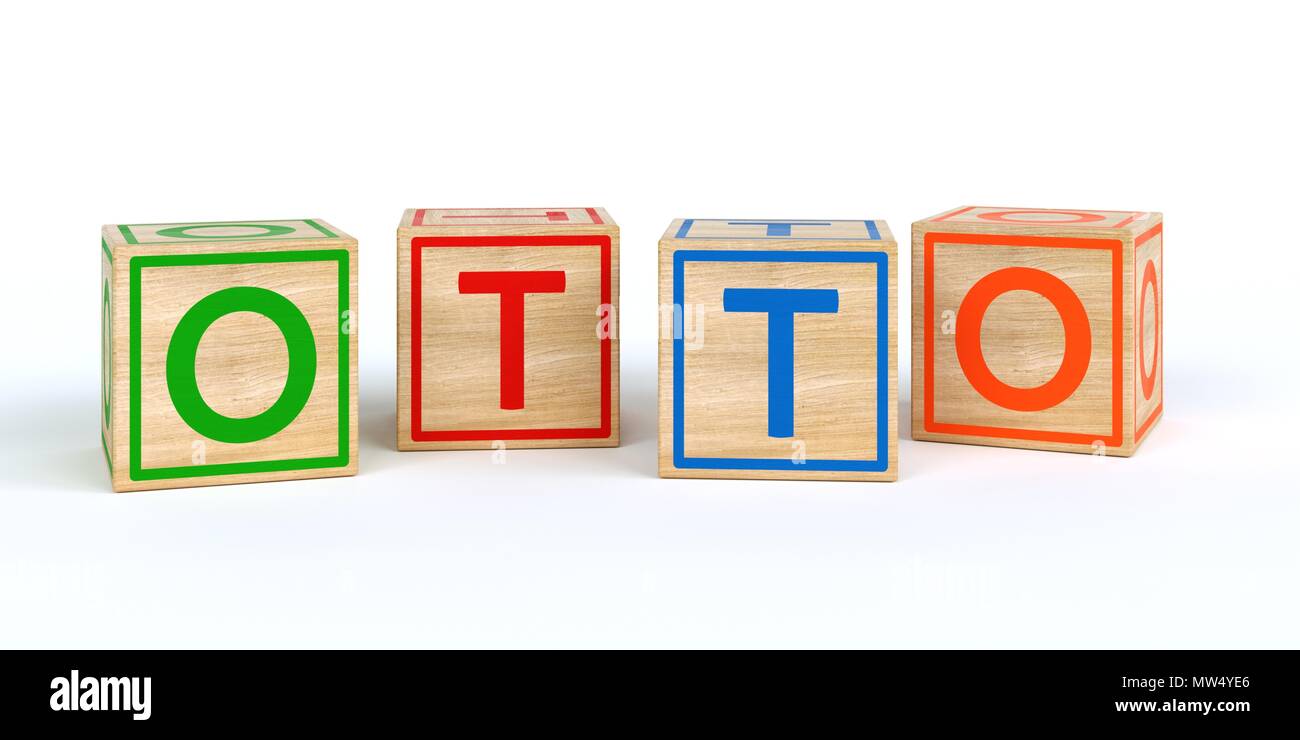 The name otto written with Isolated wooden toy cubes Stock Photo - Alamy