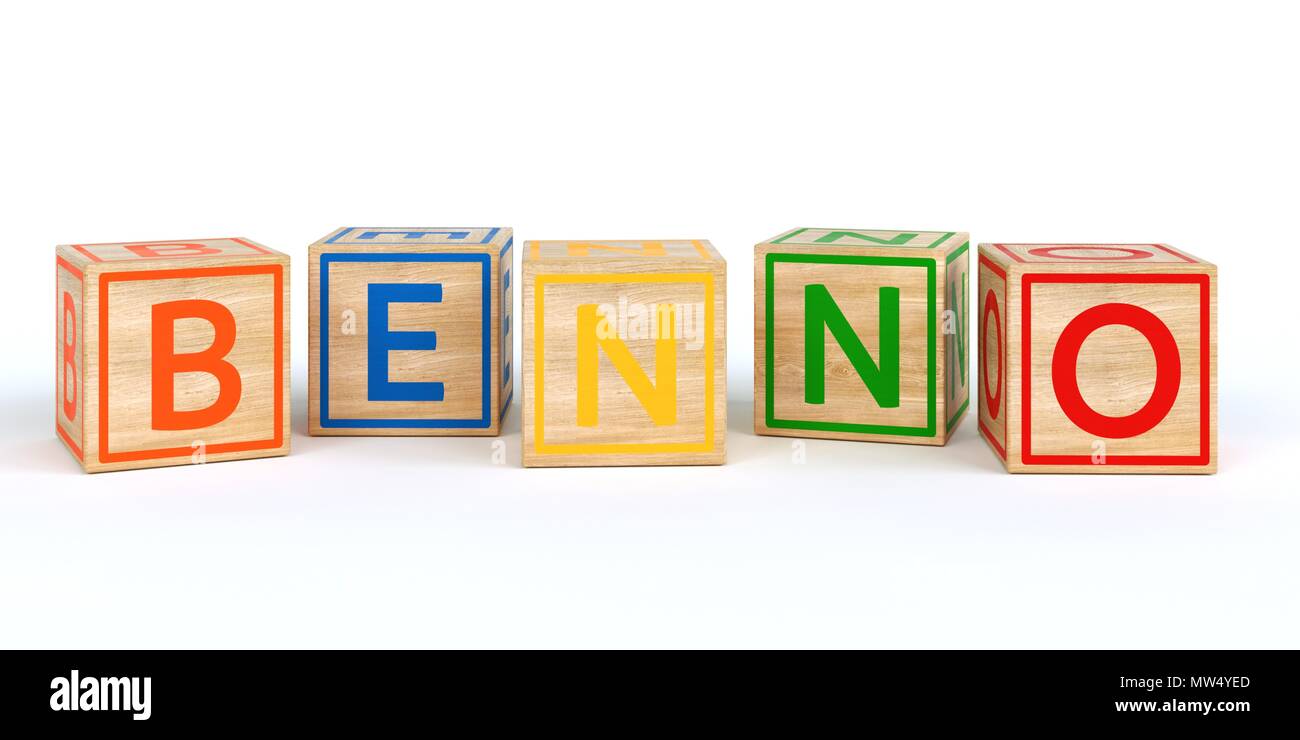 The name benno written with Isolated wooden toy cubes Stock Photo - Alamy