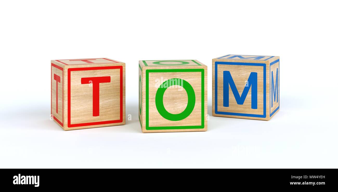 The name tom written with Isolated wooden toy cubes Stock Photo - Alamy
