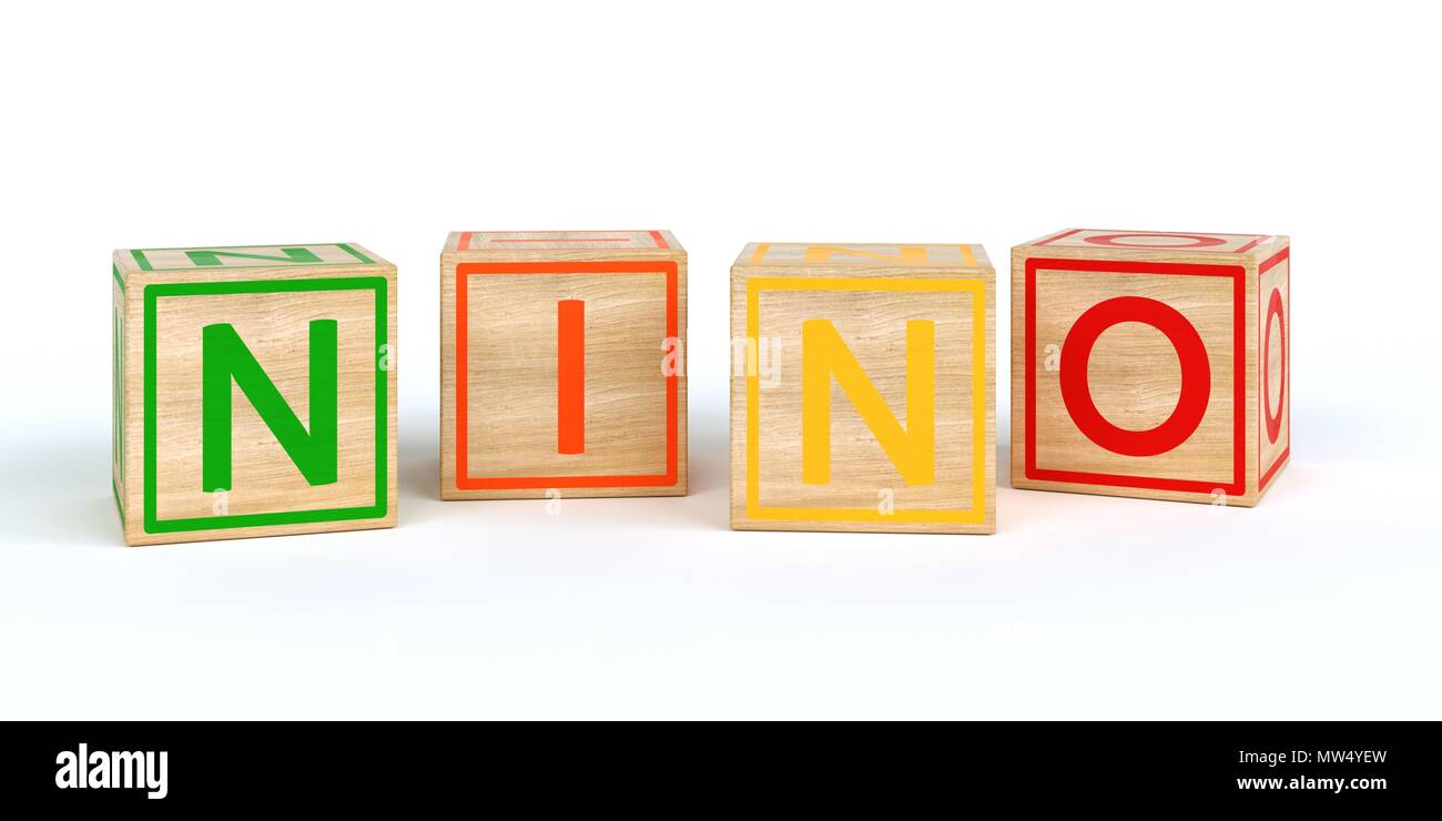 The name nino written with Isolated wooden toy cubes Stock Photo - Alamy