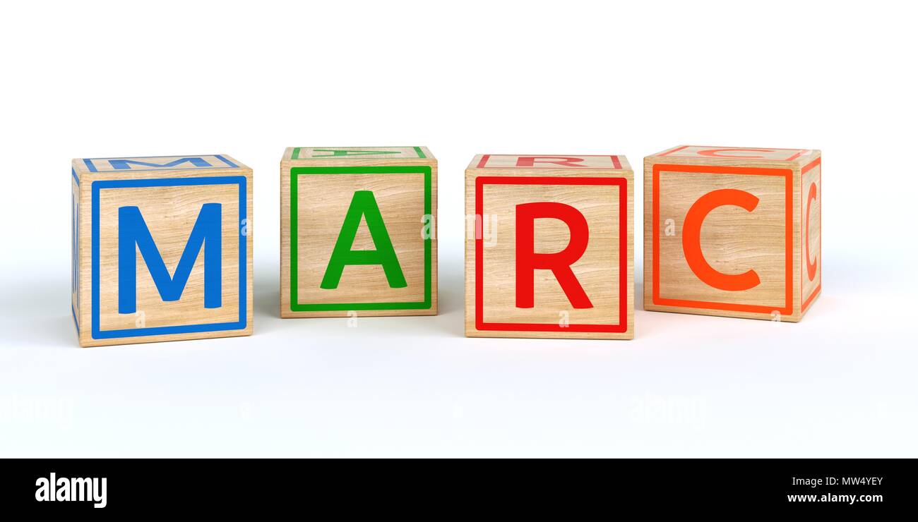 The name marc written with Isolated wooden toy cubes Stock Photo - Alamy