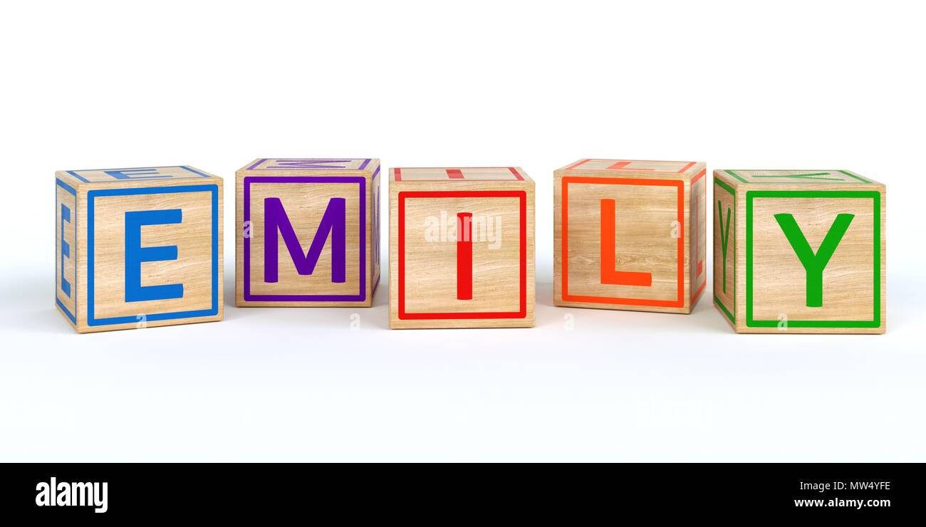 Emily name written wood block hi-res stock photography and images - Alamy