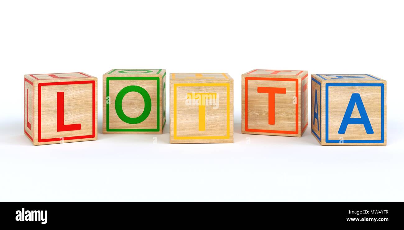 The name lotta written with Isolated wooden toy cubes Stock Photo - Alamy
