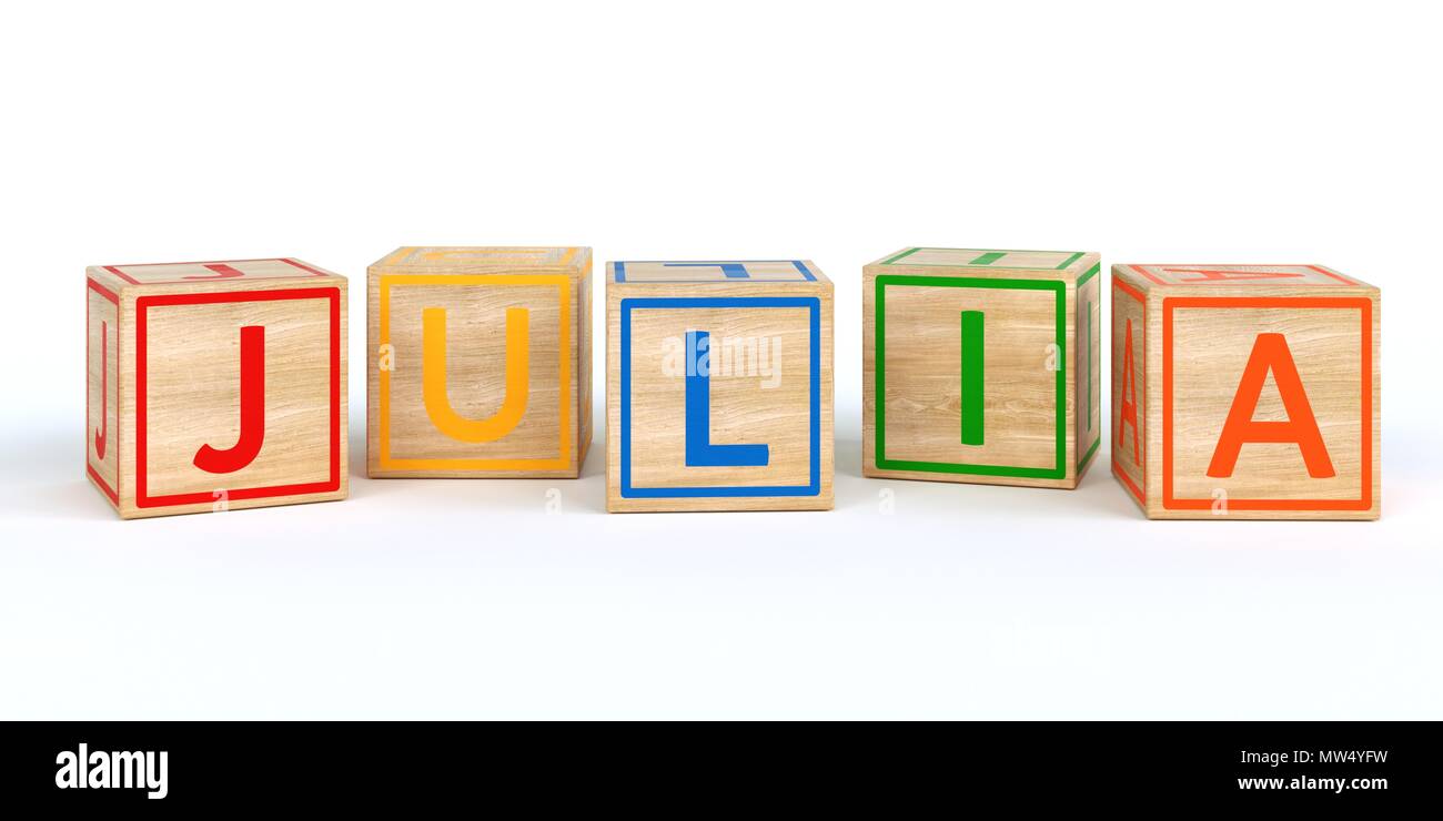 Julia name written wood block hi-res stock photography and images - Alamy