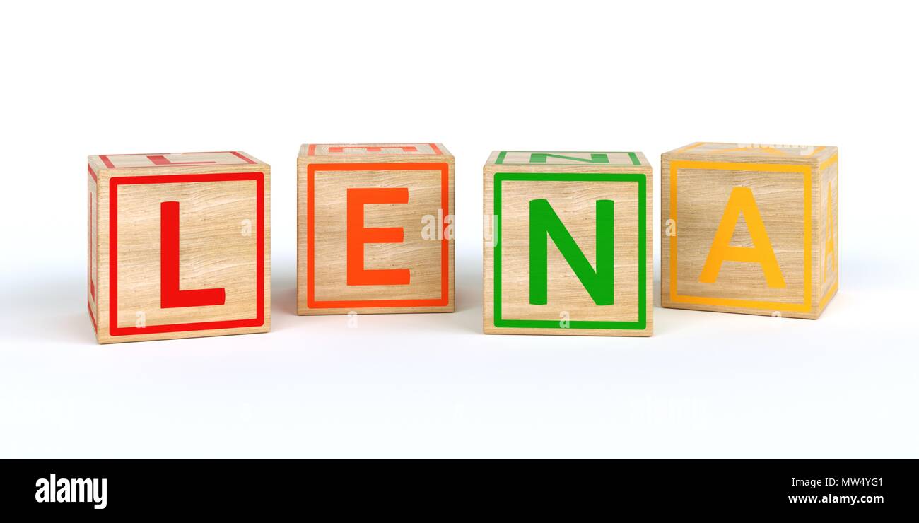 The name lena written with Isolated wooden toy cubes Stock Photo - Alamy