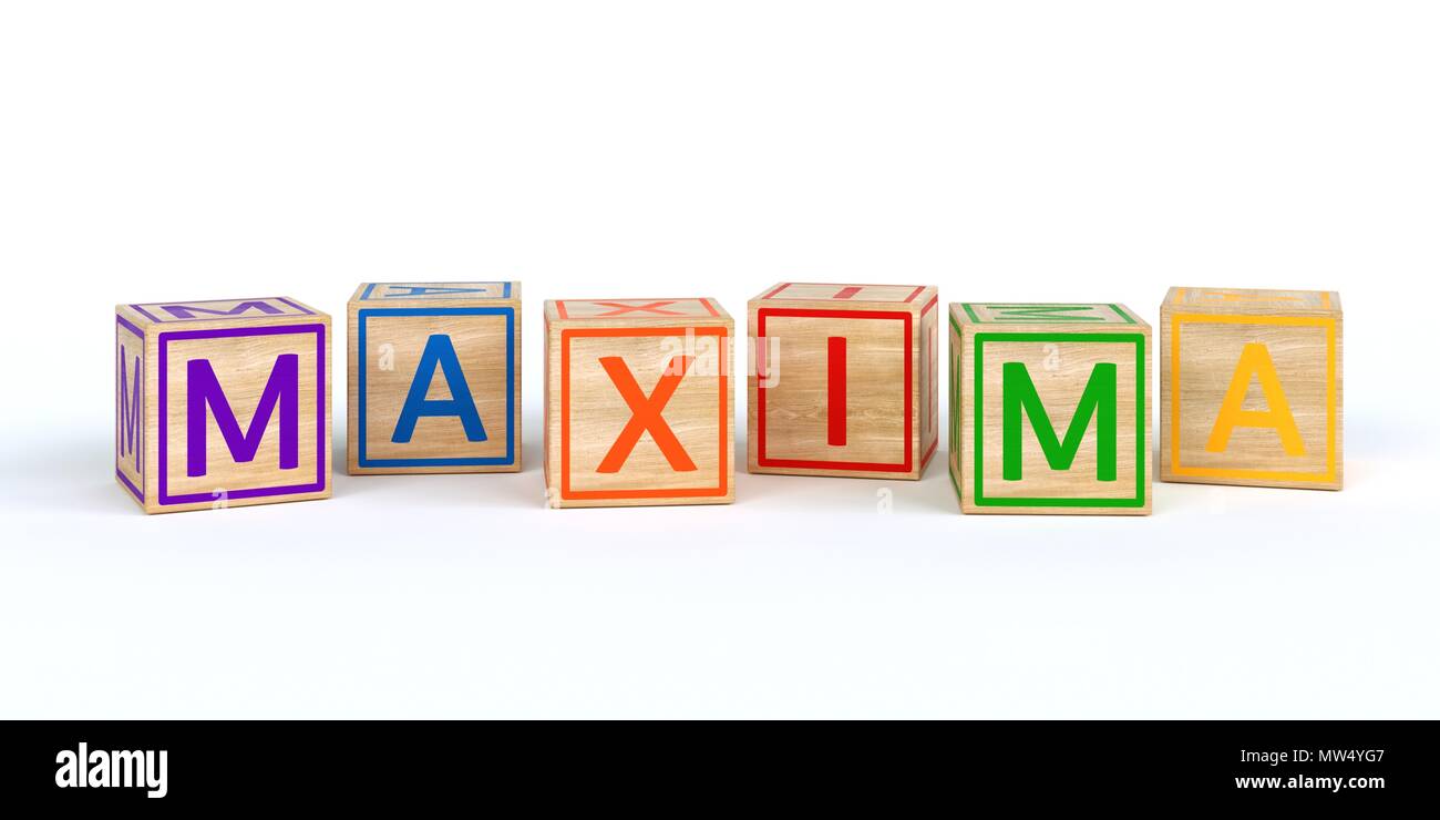 The name maxima written with Isolated wooden toy cubes Stock Photo - Alamy
