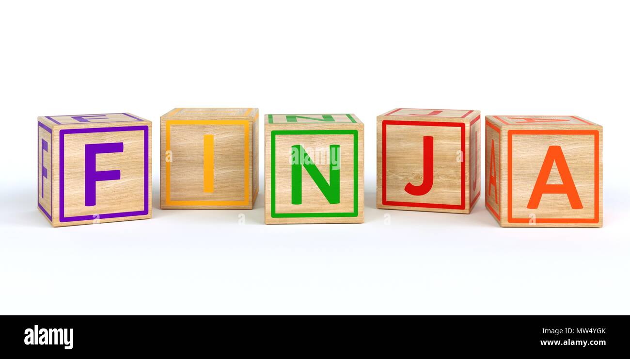 The name finja written with Isolated wooden toy cubes Stock Photo - Alamy